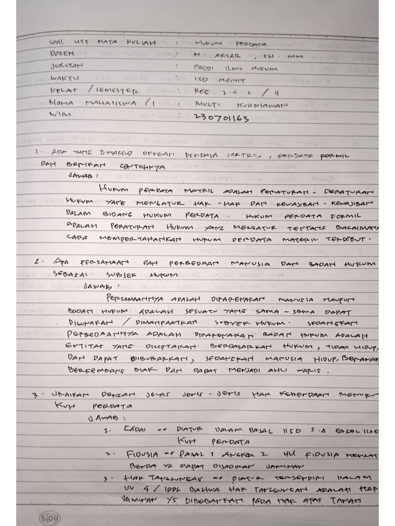 Uts Hukum Perdata | PDF