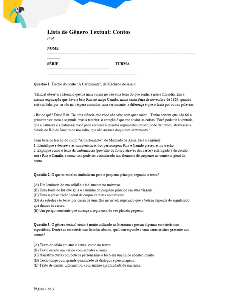 Lista de Gênero Textual - Contos | PDF | Contos | Gatos