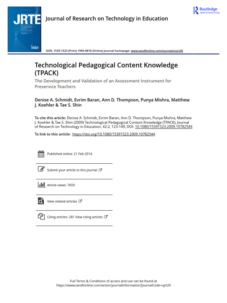 Technological Pedagogical Content Knowledge TPACK | PDF | Pedagogy | Behavior Modification