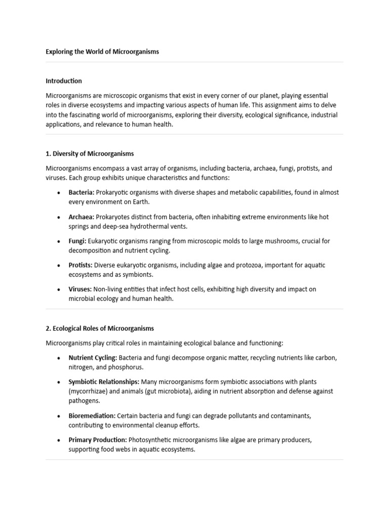 Microorganisms: Diversity and Impact | PDF | Microorganism | Bacteria