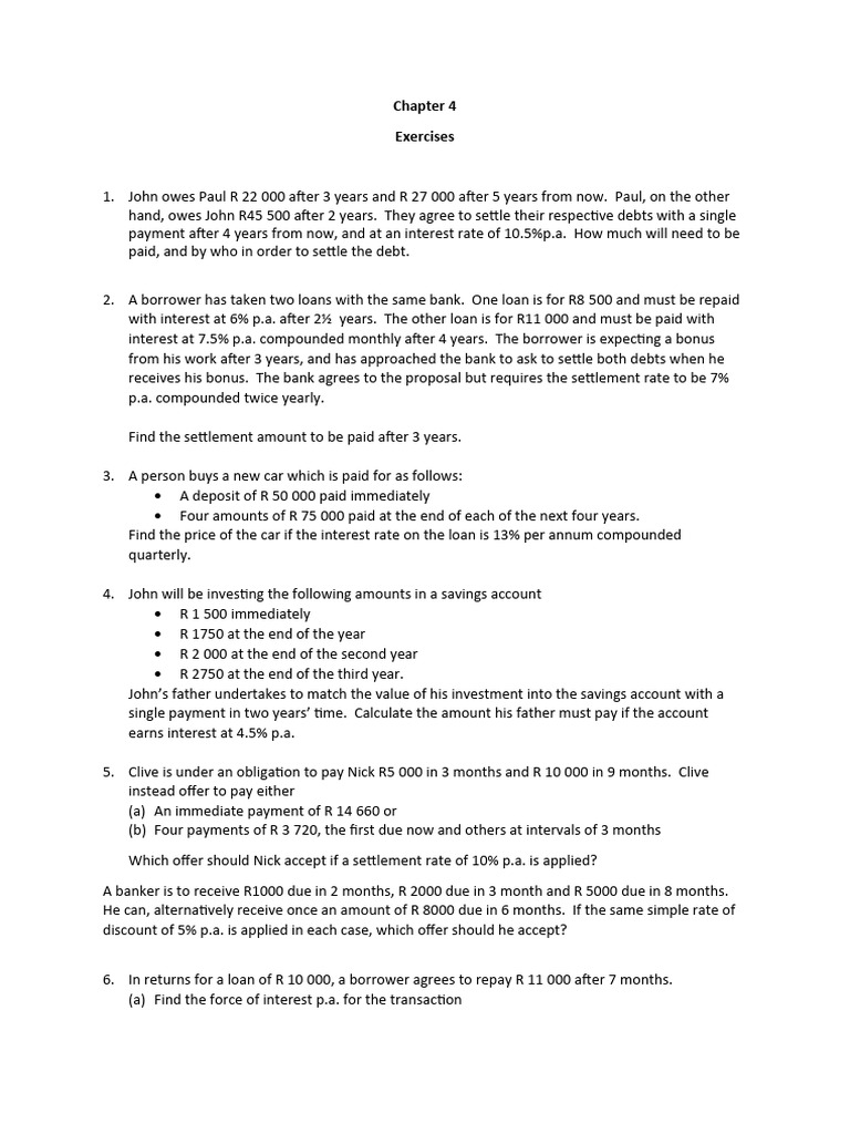 Chapter 4 exercises | PDF | Interest | Debt