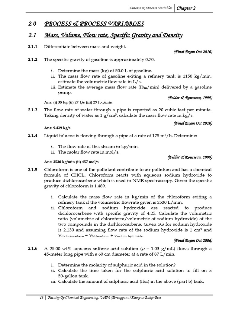 Tutorial 2 - Chapter 2 | PDF | Mole (Unit) | Concentration