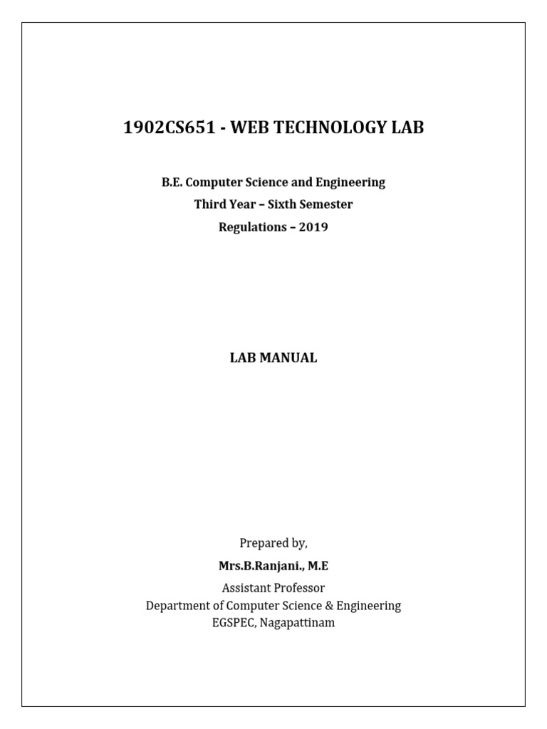 WT Lab Manual | PDF | Ajax (Programming) | Html Element