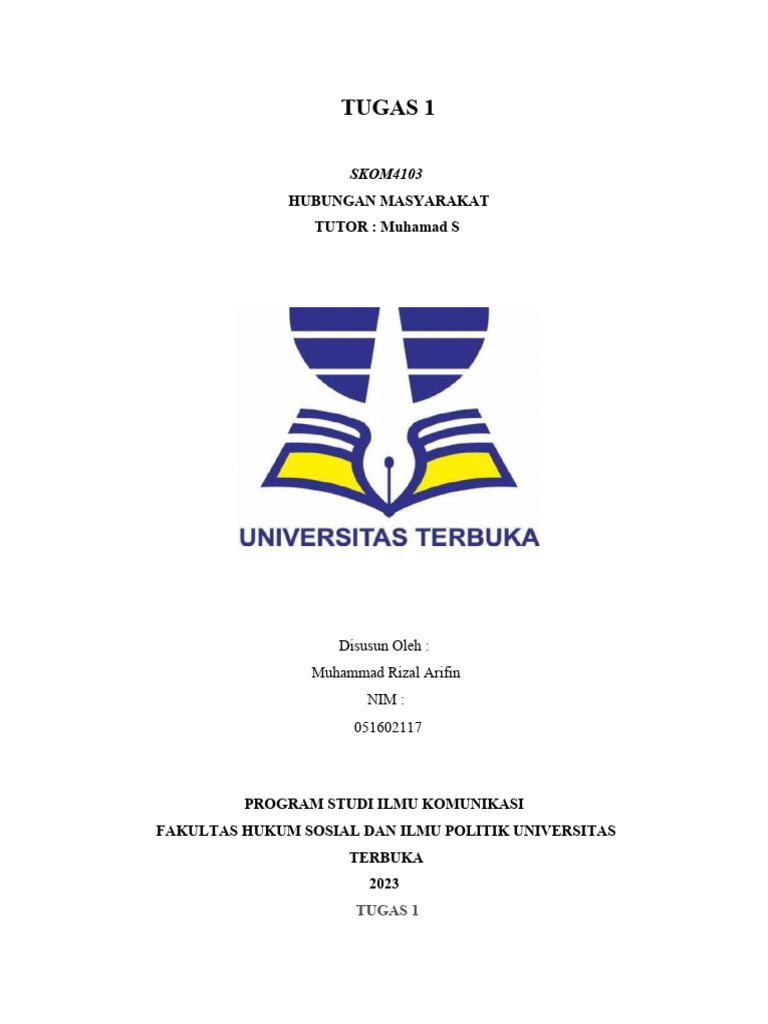 TUGAS 1 - Muhammad Rizal Arifin - 051602117 - SKOM4103 | PDF