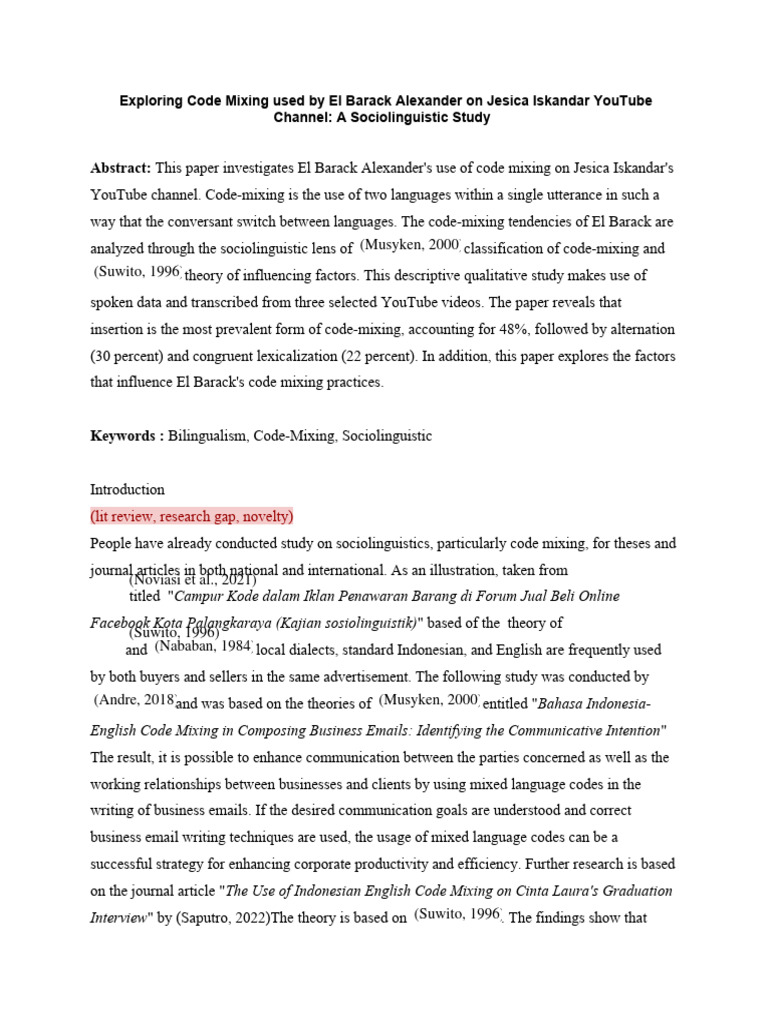 Exploring Code Mixing Used by El Barack Alexander On Jesica Iskandar ...