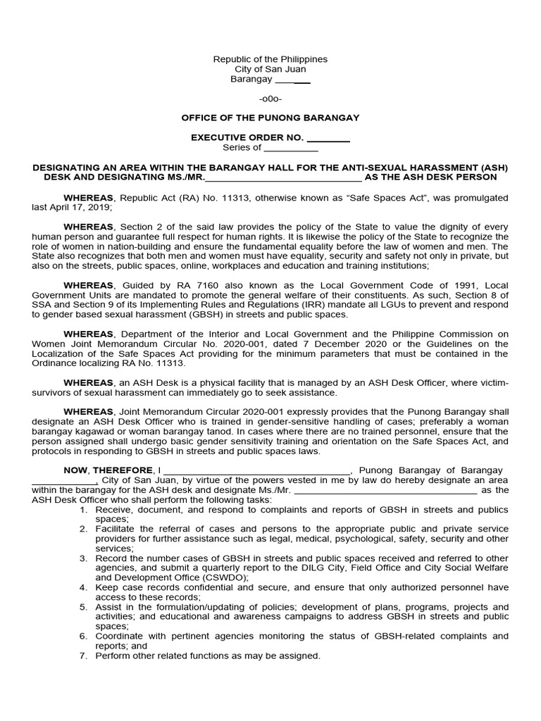 EO ASH Desk and Officer | PDF | Sexual Harassment | Police