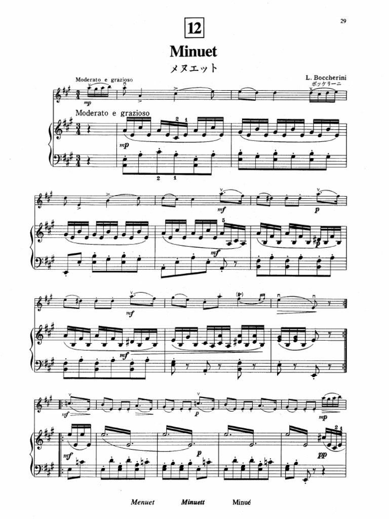Minuet 12 Boccherini piano | PDF