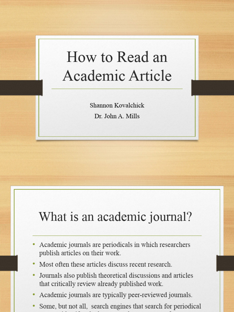 How To Read An Academic Article | PDF | Academic Journal | Academic ...
