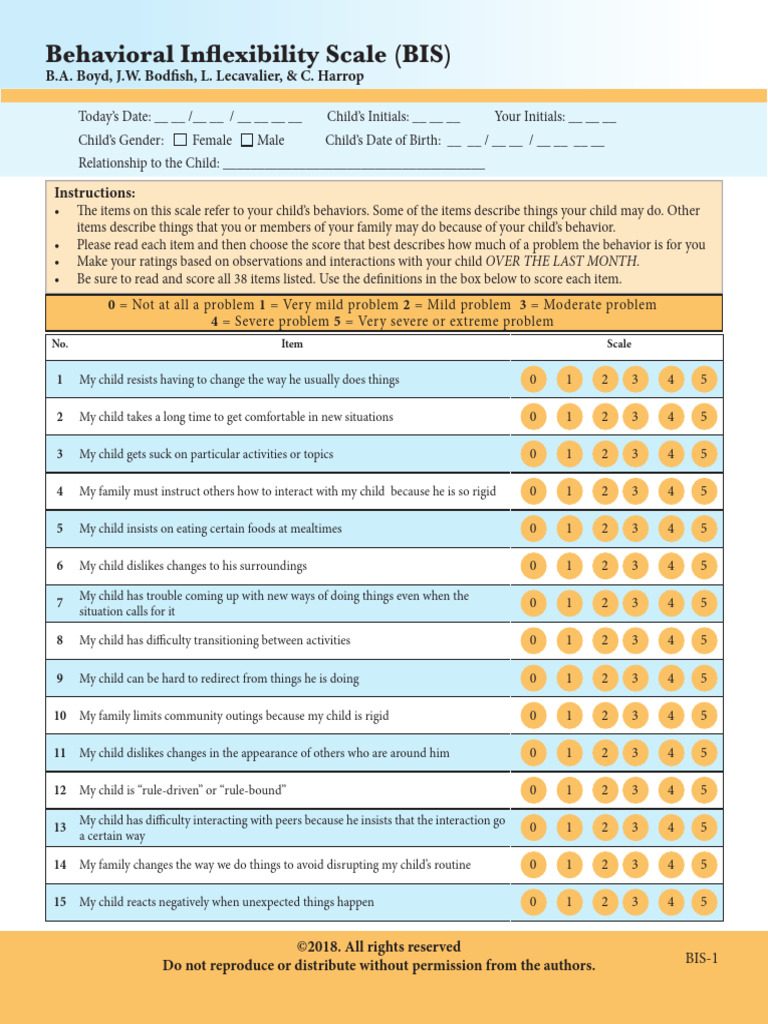 Behavioral Inflexibility Scale (BIS) | PDF | Behavioural Sciences ...