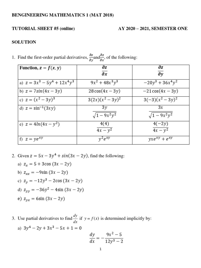 Tutorial Sheet 5 Solution | PDF | Mathematical Concepts | Mathematical Analysis