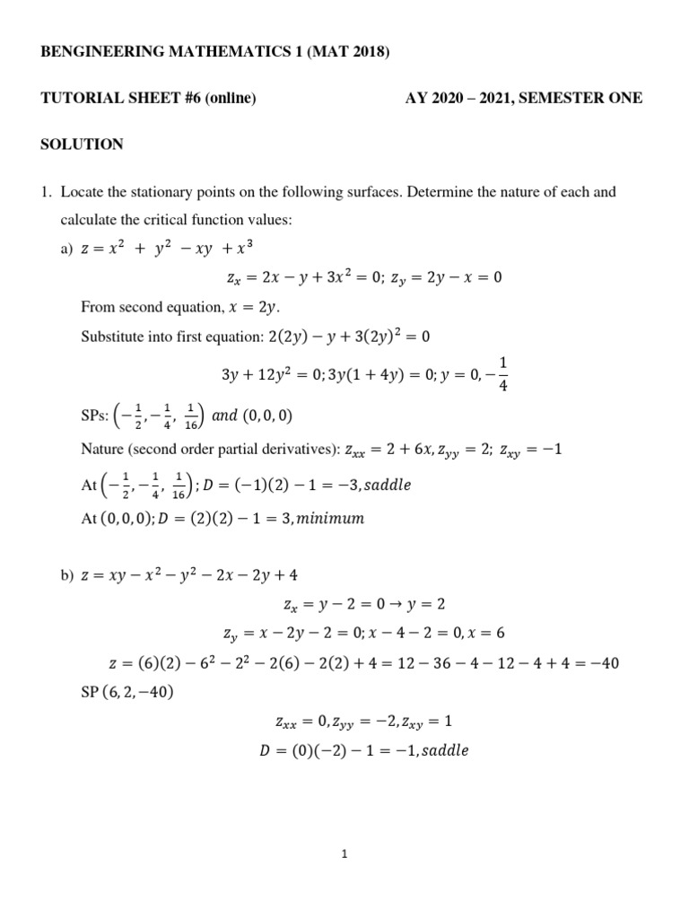 Engineering Math Tutorial Solutions | PDF | Physics | Mathematical Objects