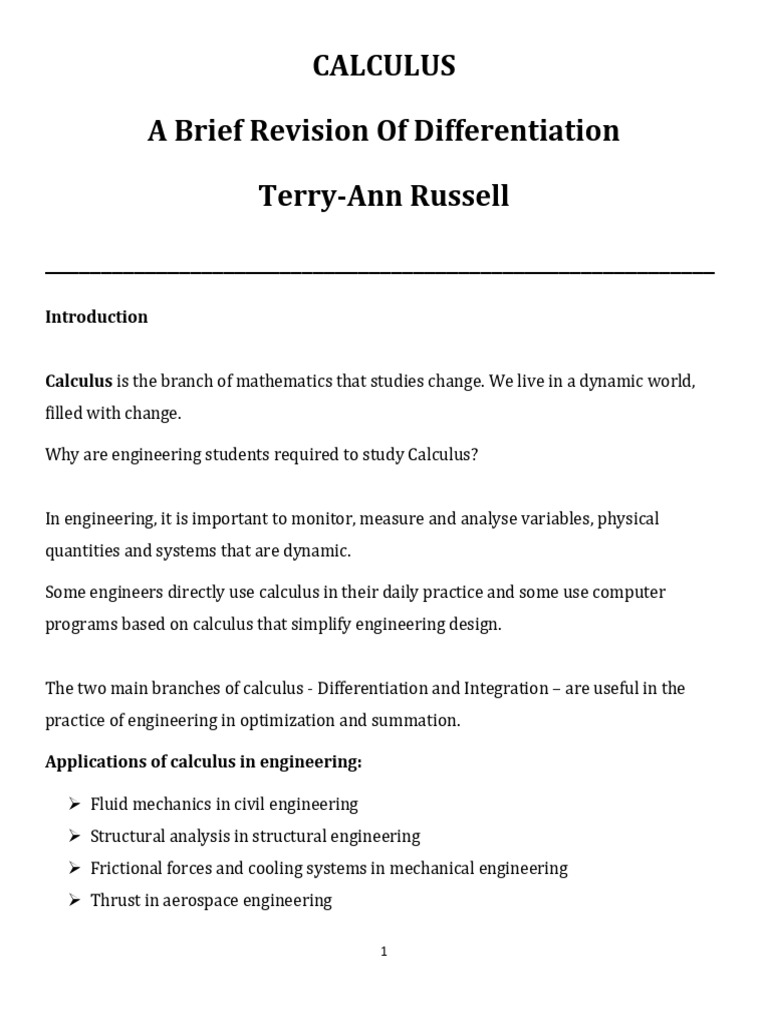 Calculus - A Brief Revision of Differentiation | PDF | Calculus ...