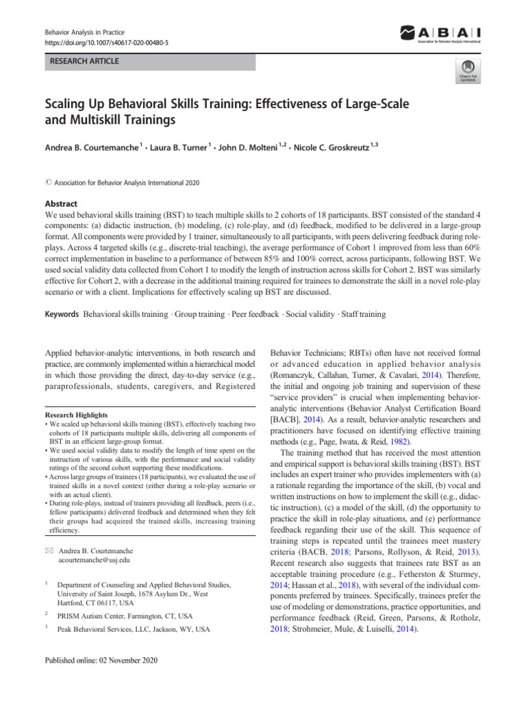 Scaling Up Behavioral Skills Training | PDF | Behaviorism | Autism Spectrum