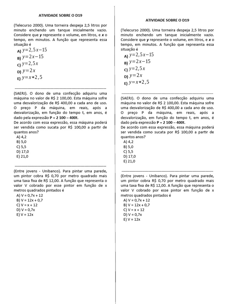 Atividade Sobre o D19 3B | PDF