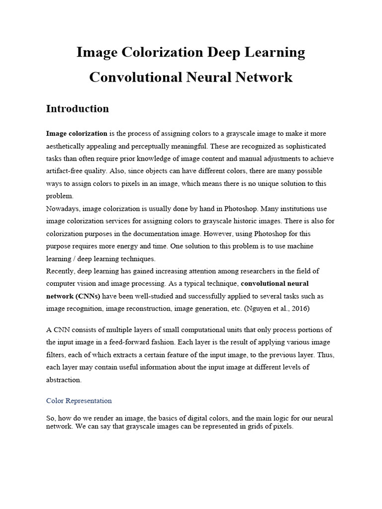 Colorization Report | Download Free PDF | Deep Learning | Rgb Color Model