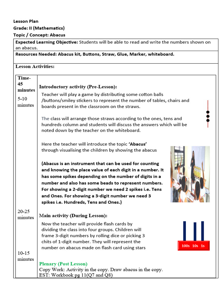 Day2 - Unit1 (LP4) - Numbers On Abacus | PDF