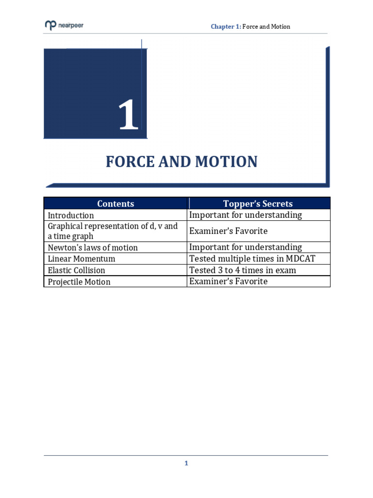 Chapter 1 (Force and Motion) | PDF | Acceleration | Force