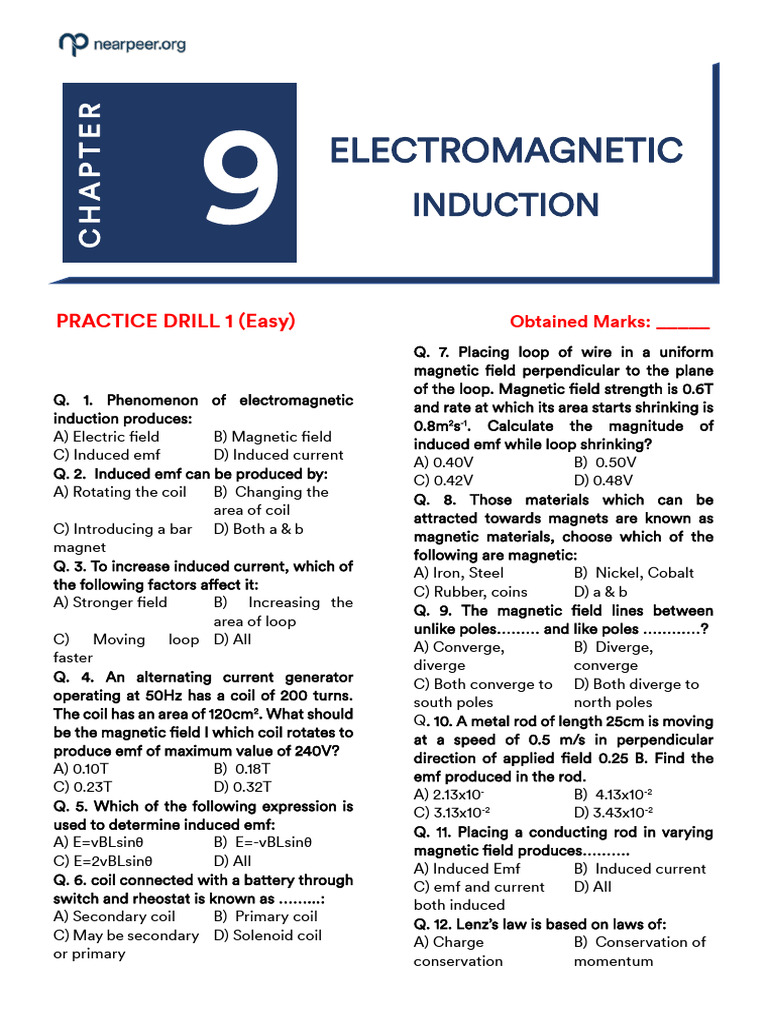 Unit 9 (Electromagnetic Induction) | PDF | Electromagnetic Induction ...
