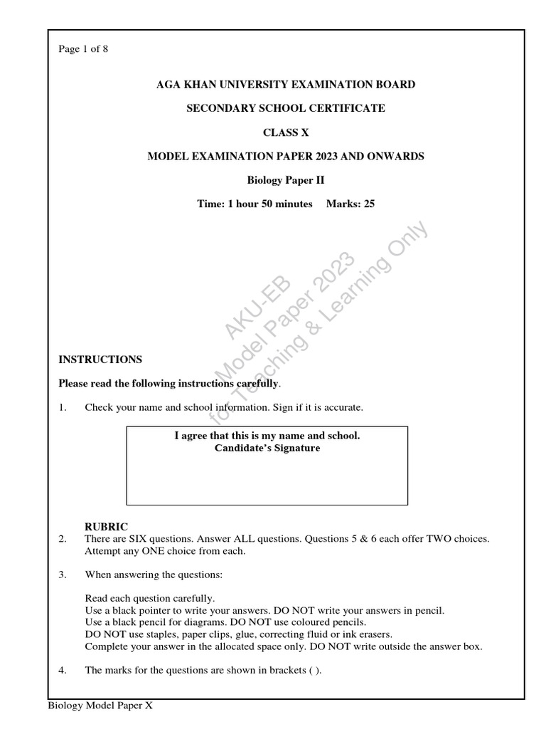 Biology Model Paper 2023 for Class X | PDF | Meiosis | Flowers
