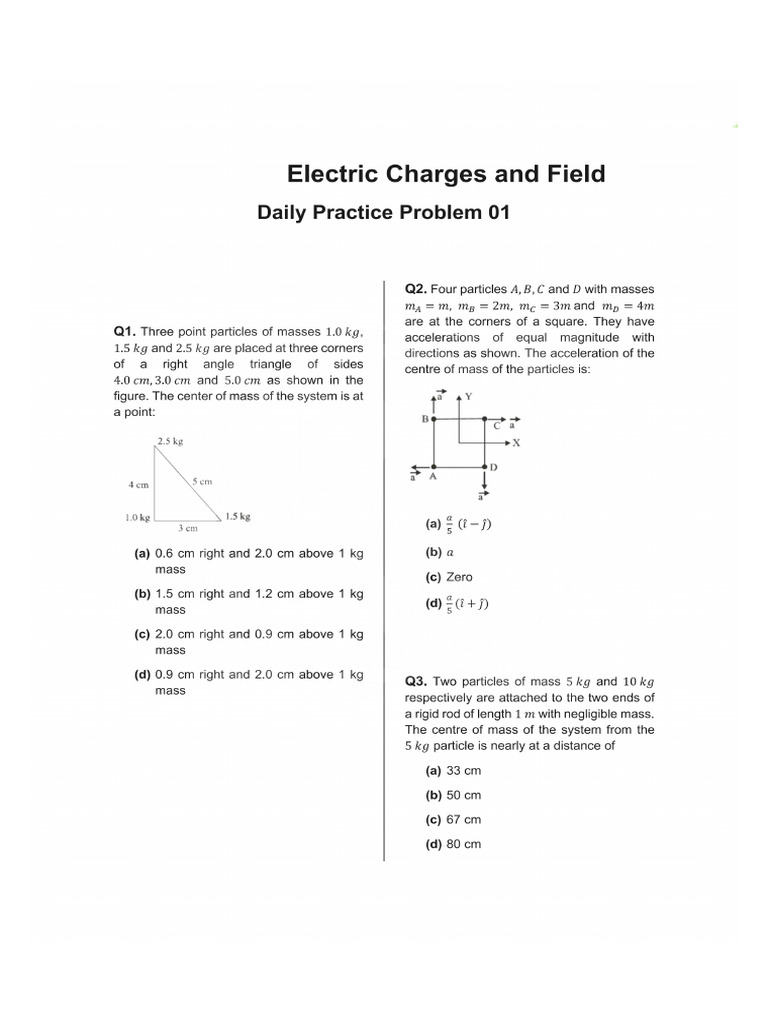 Electrostatics dpp | PDF