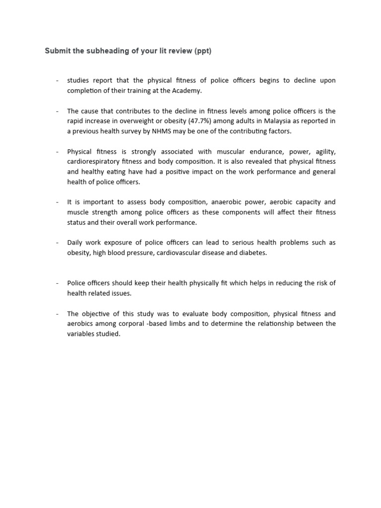 Police Fitness and Health Study | PDF | Self-Improvement | Wellness