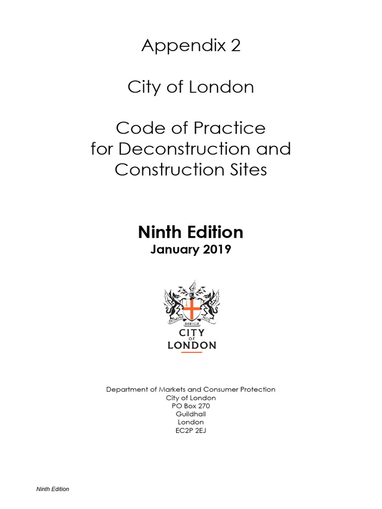 London Construction Code of Practice | PDF | Noise | Air Pollution