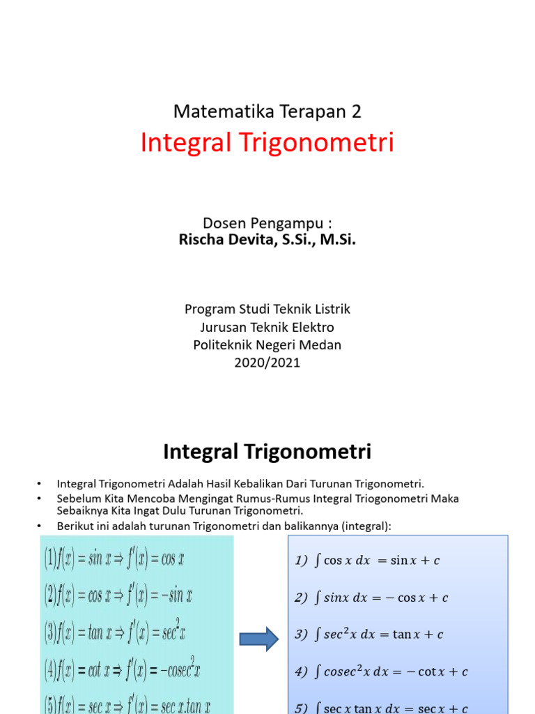 Integral Trigonometri | PDF | Metode & Bahan Ajar