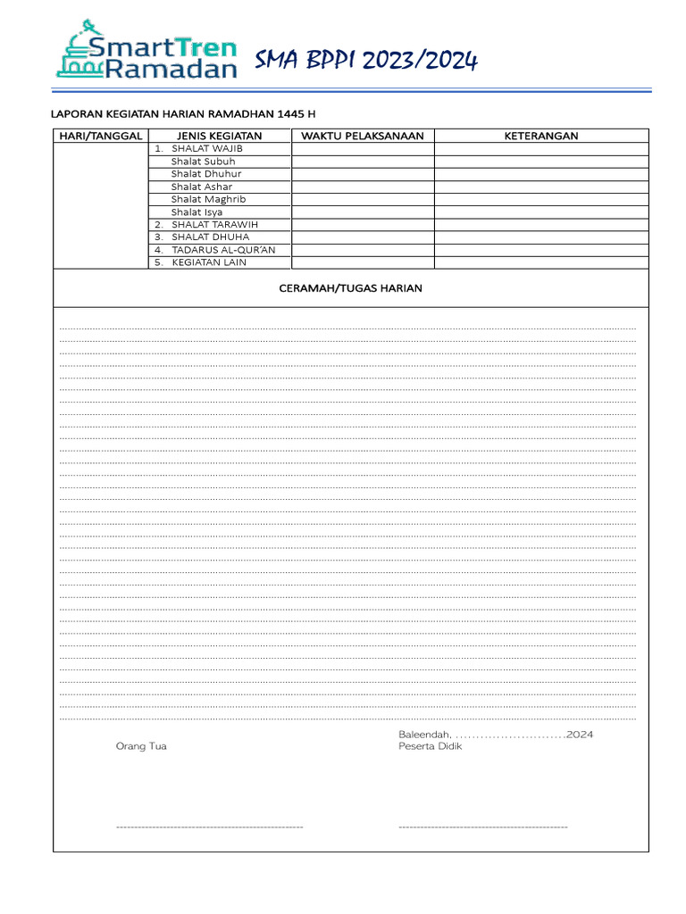 Format Laporan Smarttren | PDF