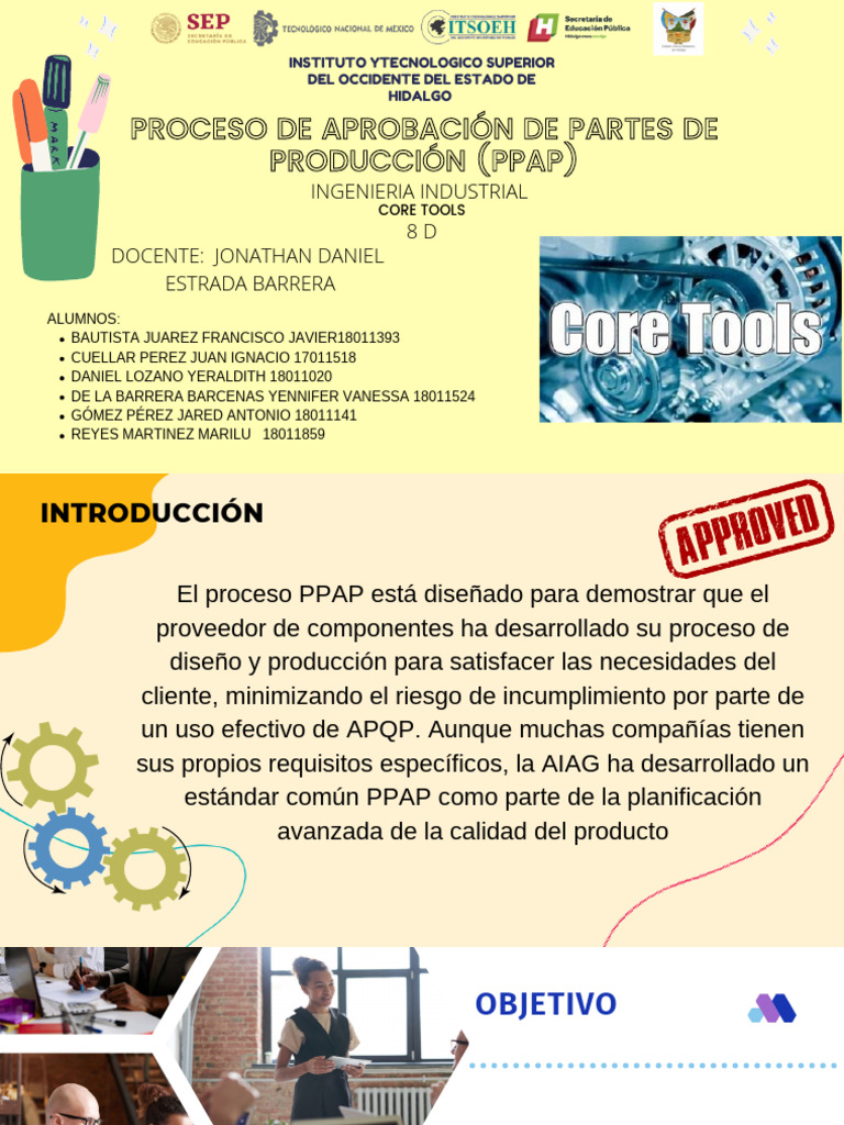 Proceso de Aprobación de Partes de Producción (PPAP) 4.5 y 4.6 | PDF ...
