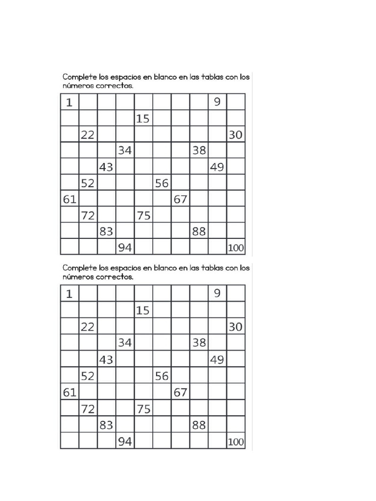 Numeros Del 0 Al 100 | PDF