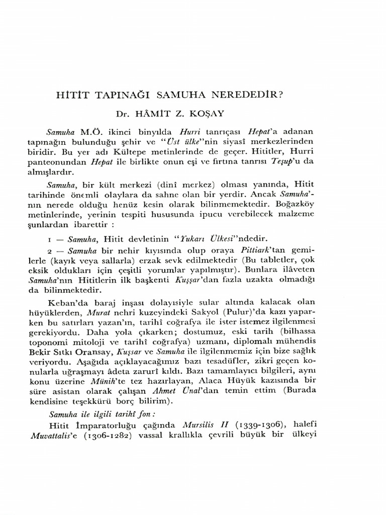 Hitit Tapınağı Samuha Nerededir | PDF