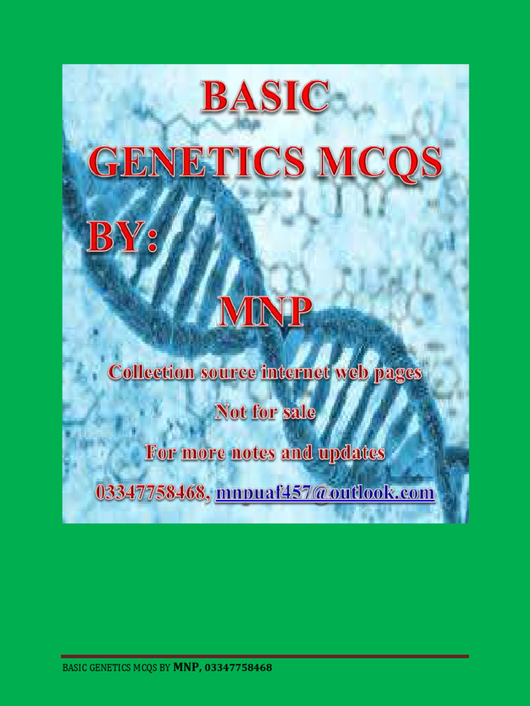 Basic Genetics MCQs | PDF | Mitosis | Meiosis