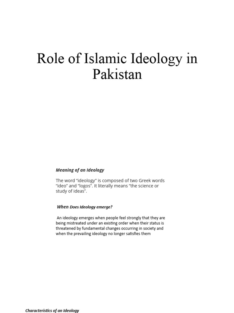 Role of Islamic Ideology in Pakistan | PDF | Sharia | Two Nation Theory