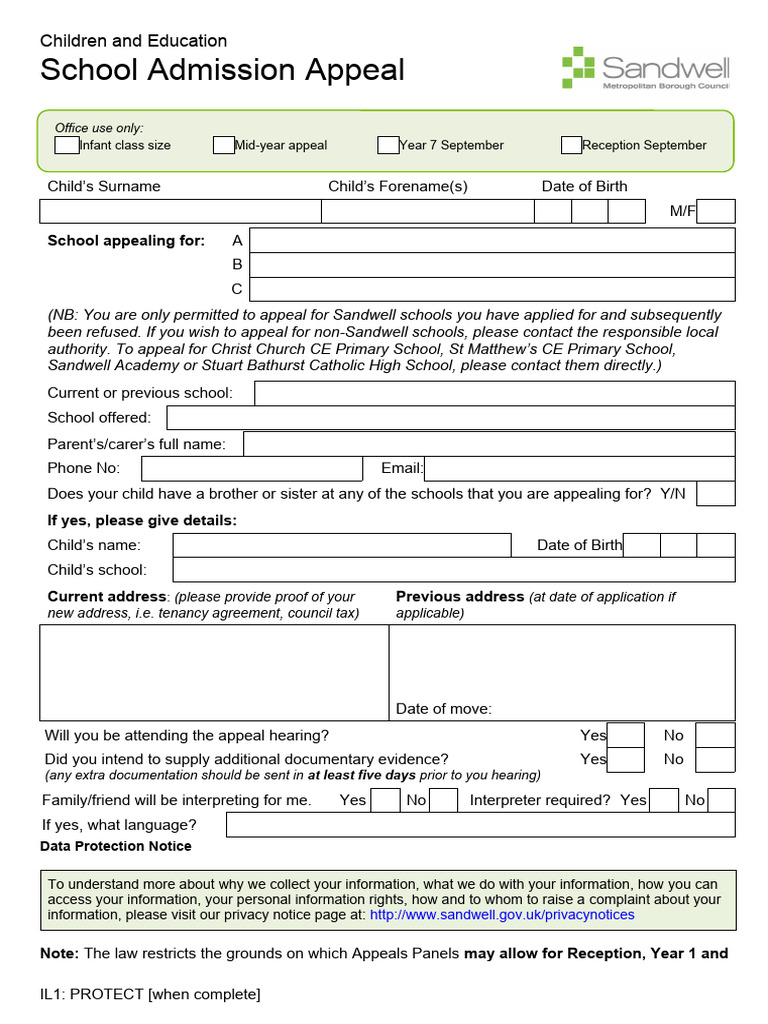 School Admission Appeal Form 2 3 | PDF | Appeal | Justice