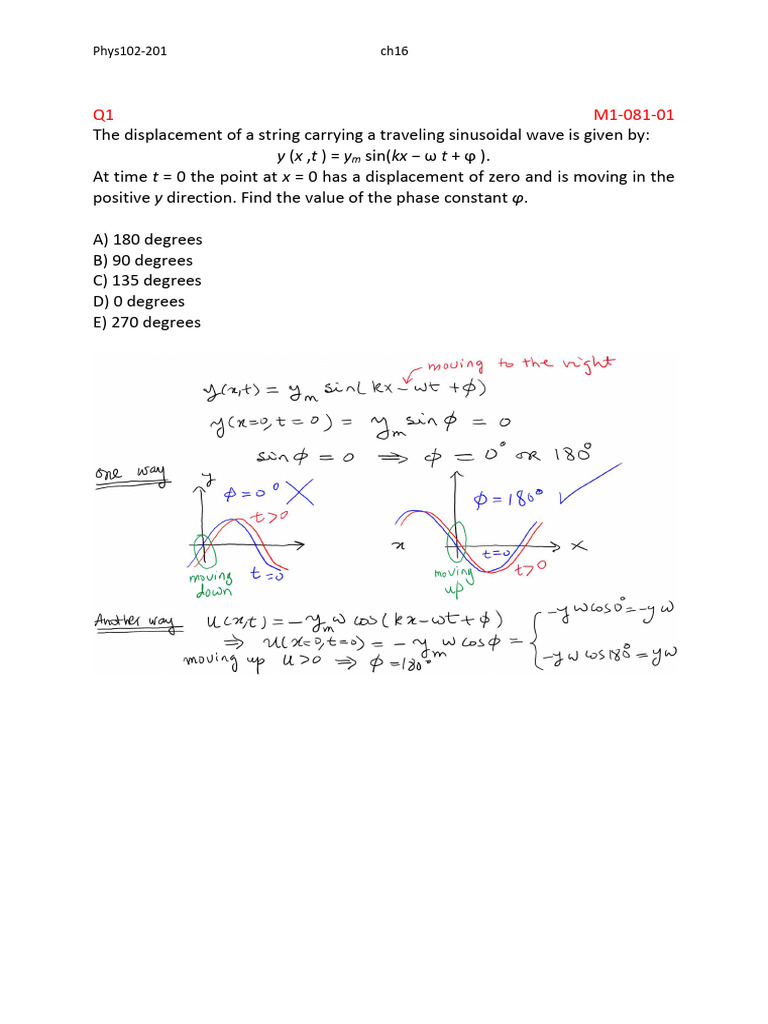 Recitaion ch16 Solution | PDF | Waves | Normal Mode