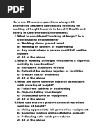 Work at Height Questions For Height Pass | PDF | Scaffolding ...