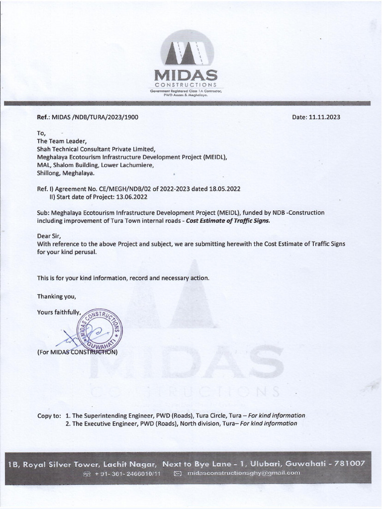 Cost Estimate of Traffic Signs - NDB-11.11.2023 | PDF