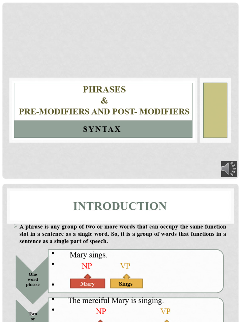Lec 8 Phrases Pre - Post - Modifiers | Download Free PDF | Noun | Phrase
