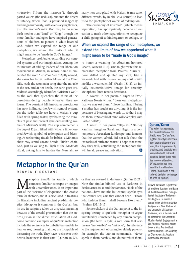 Metaphor in Judaism and Islam | PDF | Quran | Islam