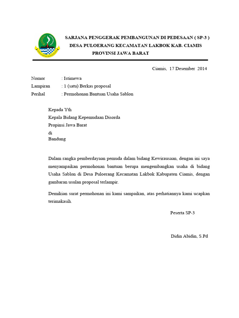 Proposal Usaha Sablon | PDF