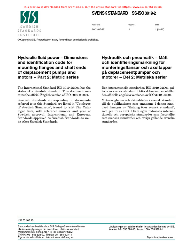Iso 3019 2 Mounting Flange Dimensions Metric Series Pdf