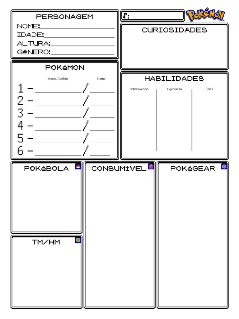 Pokemon RPG Ficha Edit A Vel 1 | PDF