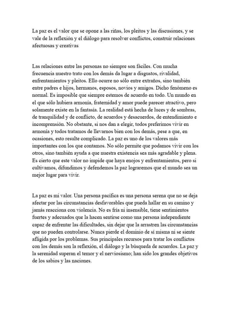 La paz como valor ante conflictos | PDF | Paz