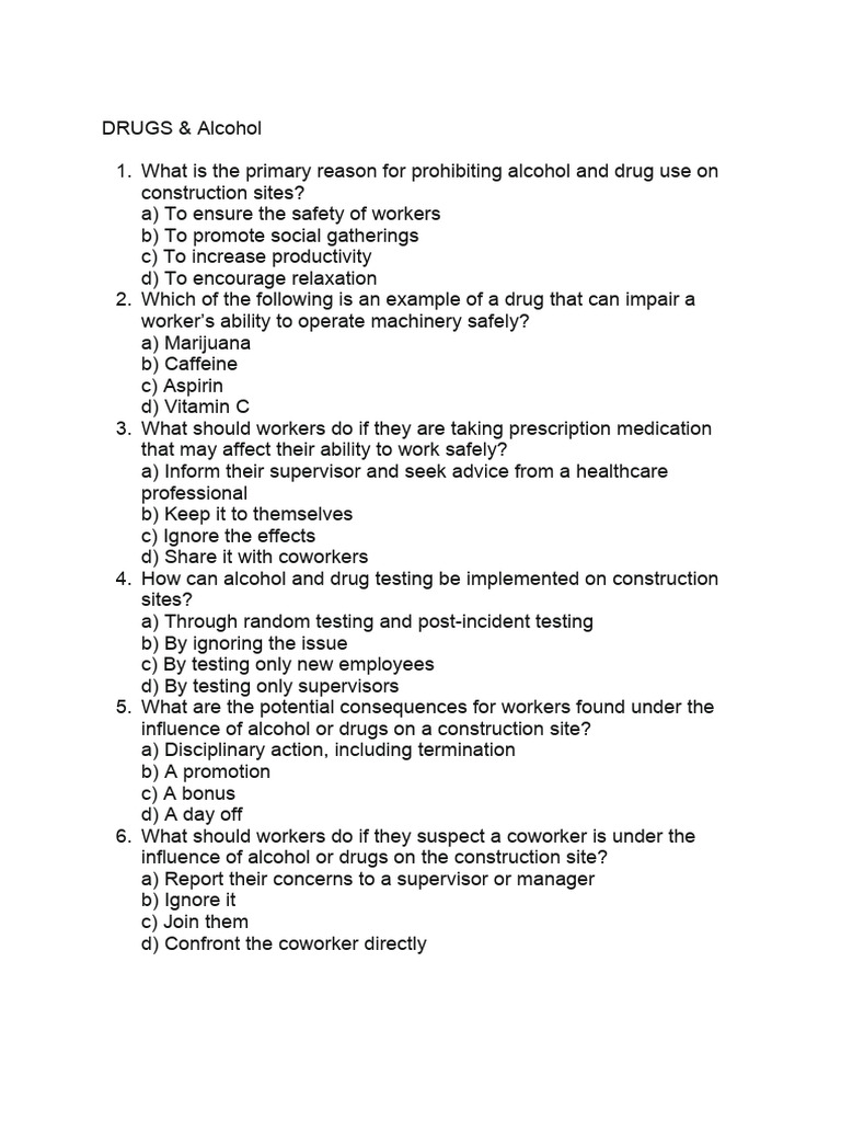 Mock Test Alco Drugs | PDF | Recreational Drug Use | Drugs