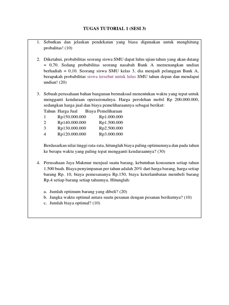 Tugas Tutorial 1-Ekma4413 | PDF