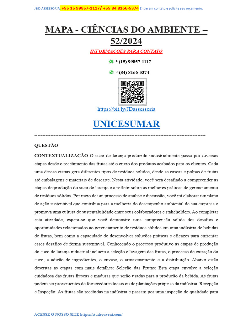 Mapa - Ciências Do Ambiente - 52_2024 | PDF | Desperdício