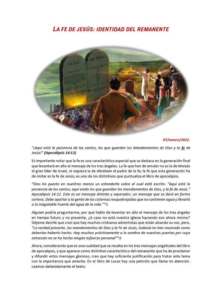 La Fe de Jesús en el Remanente Final | PDF | Cristo (título) | Jesús