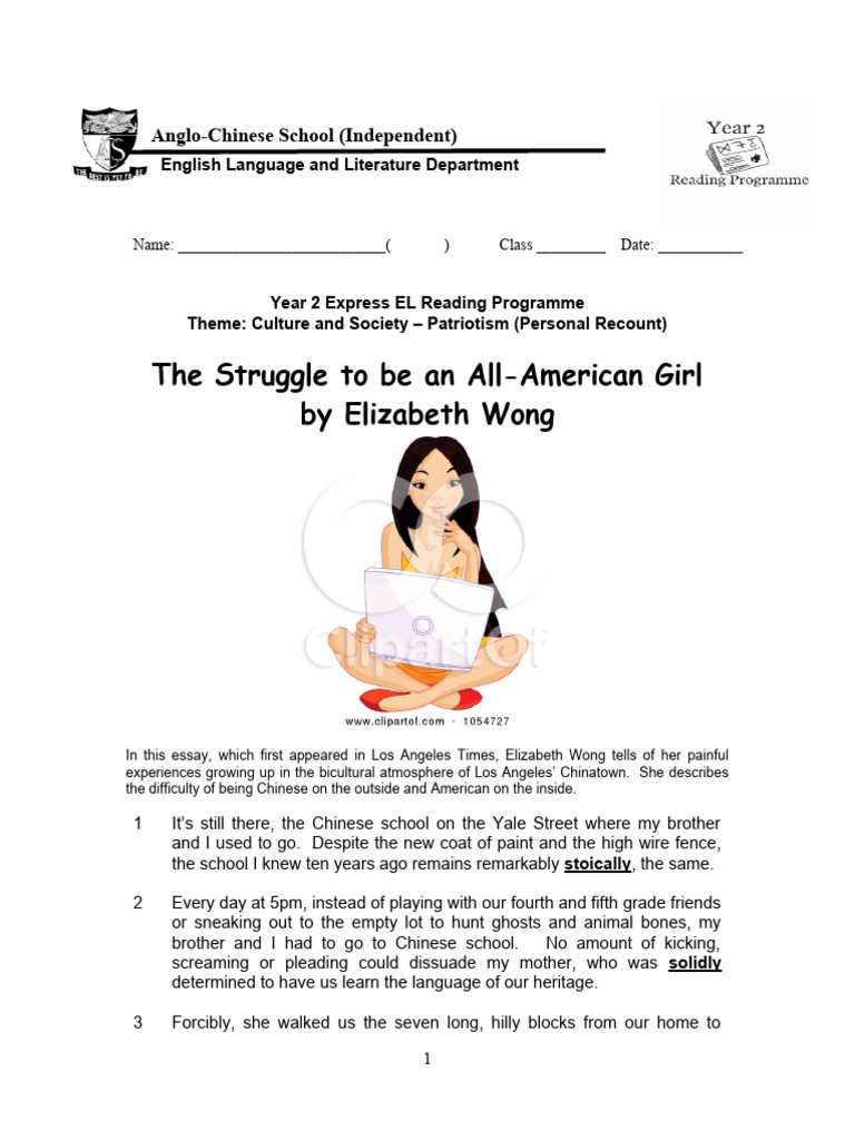 RP1 Article -Struggle to Be an All-American Girl | PDF