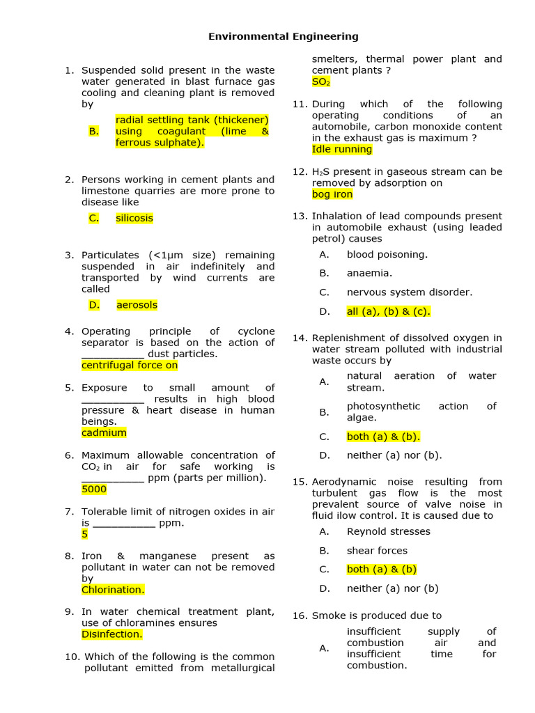 Environmental Engineering Questions IndiabiX | PDF | Atmosphere Of ...