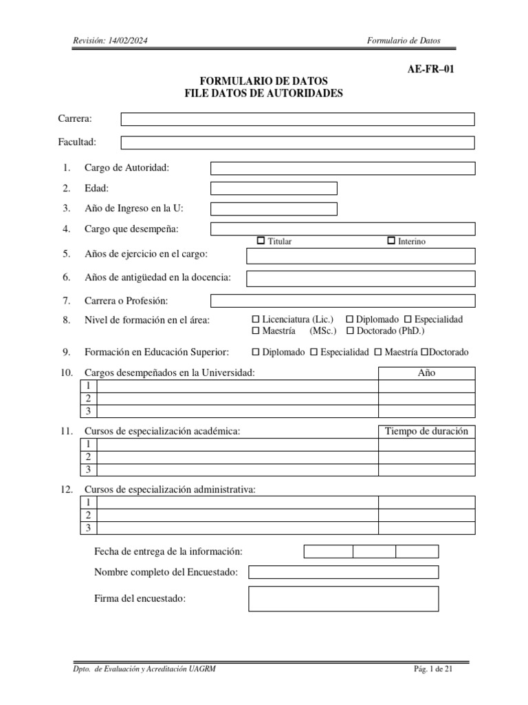 FORMULARIOS_MODELO_2024 | PDF | Maestros | Educación más alta